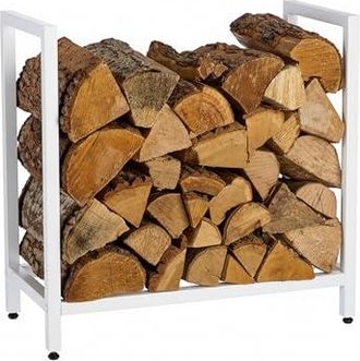 Relaxdays Kaminholzregal, Metall, HBT: 62,5 x 65 x 30,5 cm, Brennholzregal für Feuerholz, Stapelholz, Brennholz, weiß