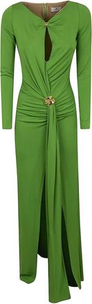 Elisabetta Franchi Femme, Robes, Vert, Taille: 38 FR Robe de Soir&eacute;e Tapis Rouge avec D&eacute;tails de Bijoux