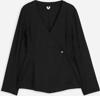 Arket Wickelbluse Aus Leinenmischung -Schwarz