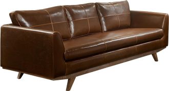 Vente-Unique Alegan, 3-Sitzer-Sofa aus Leder, Antik-Optik, Braun