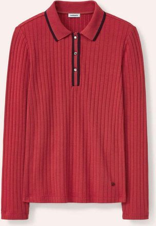 Walbusch Poloshirt Damen Poloshirt mit Rippenstruktur Polokragen Langarm, modern, pflegeleicht