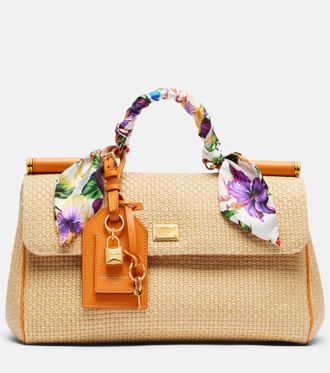 Dolce & Gabbana Schultertasche Sicily Small aus Raffiabast