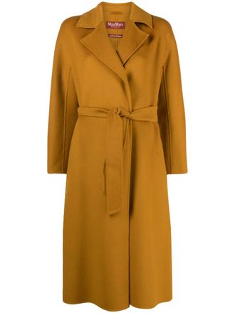 Max Mara manteau en maille &agrave; taille ceintur&eacute;e - Orange