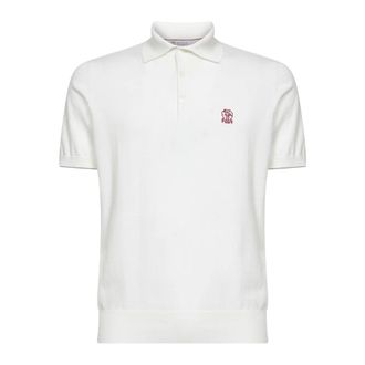Brunello Cucinelli Homme, Tops, Blanc, Taille: 2XL Polo en maille l&eacute;g&egrave;re