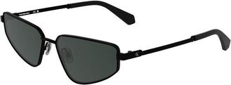 Calvin Klein CA-38311 Metal Rectangular Sunglasses - Black