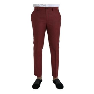 Dolce & Gabbana Maroon Slim Fit Wool Dress Pants - - Trousers - Herren - Braun - M