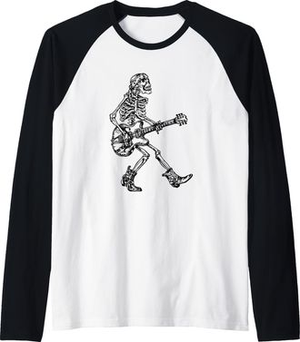 Seembo Skelett spielt Gitarre Lustiger Gitarrist Rockmusiker Raglan