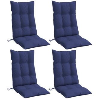vidaXL vidaXL Coussins de chaise &agrave; dossier haut lot de 4 bleu marine