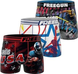 Freegun Boxer Homme, Caleçon Homme Sport, Doux & Respirant (Lot de 3), Rouge Taille XXL