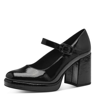 Marco Tozzi Damen Pumps mit Riemen Elegant mit Blockabsatz, Schwarz (Black Patent), 38 EU