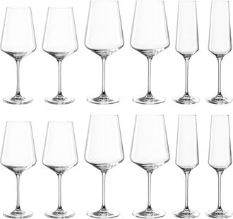 Leonardo Puccini Glas 12er Set, Weißwein-, Rotwein- und Sekt-Gläser, spülmaschinenfeste Kelch-Gläser, Sekt- und Weingläser-Set, 069525