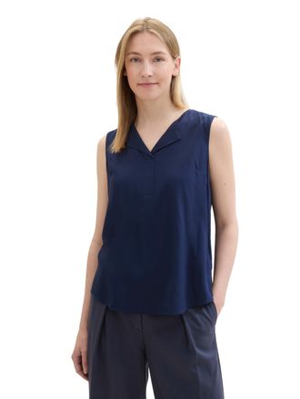 Tom Tailor Damen Blusen Top mit Muster, sky captain blue, 32