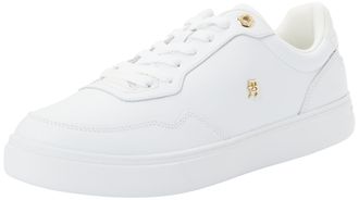 Tommy Hilfiger Damen Casual Cupsole Sneaker FW0FW09022 Low-Top, Wei&szlig; (Wei&szlig;/Ecru), 39, Wei&szlig; Wei&szlig; Ecru, 39 EU