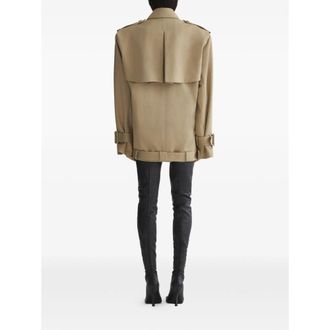 MUGLER Double-Breasted Rainwear Trench Coat - Beige