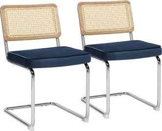 Oviala 2 St&uuml;hle aus Stahl und Velours, Dunkelblau