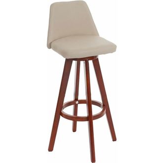 Hhg Neuwertig] Barhocker HHG 569, Barstuhl Tresenhocker, Holz Kunstleder drehbar creme