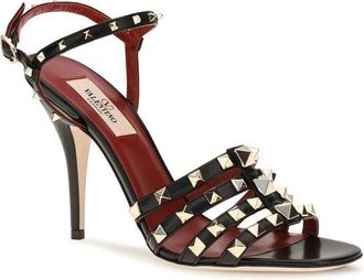 Valentino Garavani Womens Black Goatskin Stiletto Heel Sandals