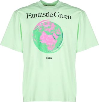 Msgm Msgm, Homme, Tops, Vert, Taille: XL T-shirt Fantastic Green World
