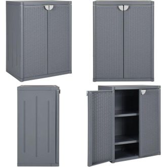 vidaXL Gartenschrank Grau 65x45x88 cm PP Rattan-Optik - Gartenschrank - Lagerschank - Outdoor M&ouml;bel - Gartenm&ouml;bel - Rattan Optik - Home & Living