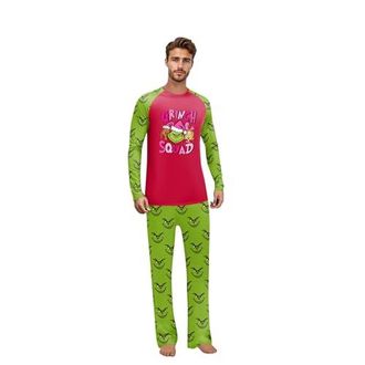 Generic Le Grinch Pyjama Noel Famille De Grinch Pull Ensembles Garcon Chaud Et Doux Assorti Coton Enfant Noël Hiver Vetement Adulte Ensemble Femme Costume Beb