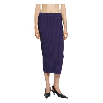 Versace Stretch Viskose Mesh Geripptes Strick-Midirock - - Skirts - Damen - Lila - XS