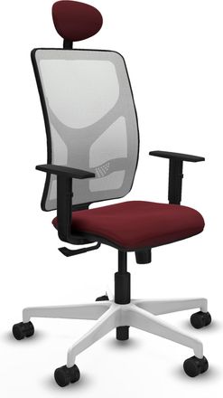 Piqueras y Crespo Arbeitsstuhl mit 1D-Armlehnen, h&ouml;henverstellbarer Lendenwirbelst&uuml;tze und festem Kopfteil, ausgestattet mit Sincro 3 Positionen und Schneideschaum, Wei