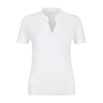 Max Mara Mxmalbero Geripptes Woll-Poloshirt - - Knitwear - Damen - Wei&szlig; - XL