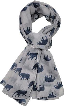 GFM Écharpe ou châle imprimé éléphant (ELSCF), EL-78-HLBHNL-Gris Clair Bleu, L