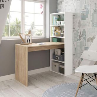 M&S Collection M&s - Bureau avec &eacute;tag&egrave;res de rangement 120x53x144 cm blanc et naturel