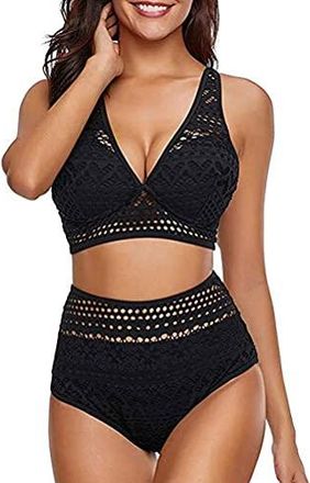 ORANDESIGNE Vintage Femme Maillot de Bain Deux Pi&egrave;ces El&eacute;gant Push Up Bikini Tribal Print Ensemble de Bikini Set Deux Pi&egrave;ces Natation Costumes Rayures Beachwear S