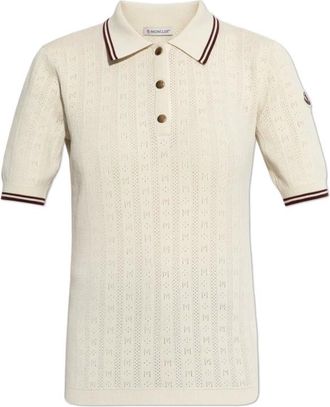 Moncler Femme, Tops, Beige, Taille: 38 FR Polo Avec &Eacute;cusson Logo