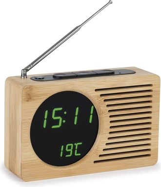 Atlanta Mocassin Digital-Wecker LED Anzeige mit Radio-Funktion Temperaturanzeige Bambus Gehäuse - 2601