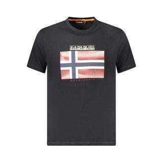 Napapijri Schwarzes Baumwoll Herren T-Shirt - - Tops - Herren - Schwarzk - S