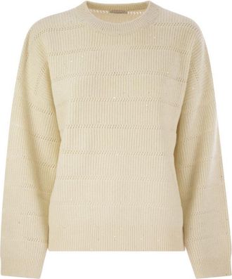 Brunello Cucinelli Kaschmir- und Wollpullover mit Rundhalsausschnitt