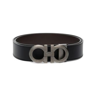 Ferragamo Schwarzer Wendbarer Lederg&uuml;rtel Gancini - - Accessories - Herren - Schwarzk - 100 CM