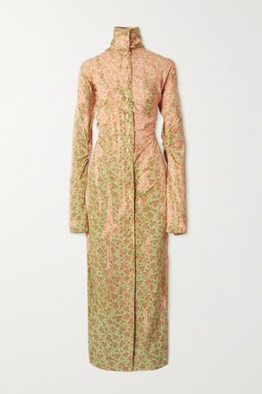 Acne Studios Midikleid Aus Webstoff Mit Blumenprint Und Raffungen - Neutral