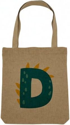 Fabulous Sac Shopping Tote Bag Aspect Lin - D Diego Daniela Lettre Pr&eacute;nom Dinosaure Dessin Enfant - Sac de Courses Toile Epaisse 360g Beige Naturel Cabas Port&eacute;