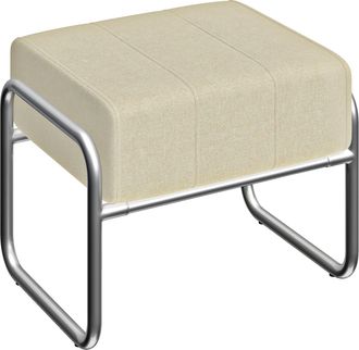 HOMCOM Fu&szlig;hocker Sitzhocker Dick Gepolstert Hocker mit Stahlbeinen, Chenille-Stoff Polsterhocker f&uuml;r Schlafzimmer, Wohnzimmer, Beige