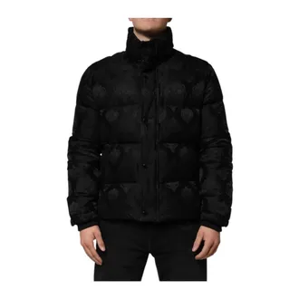 Dolce & Gabbana Homme, Vestes, Noir, Taille: L Veste Bomber Matelassée en Jacquard