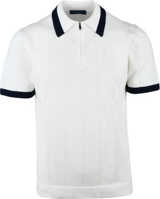 Daniele Fiesoli Homme, Tops, Blanc, Taille: XL Polo en Maille avec Fermeture &Eacute;clair