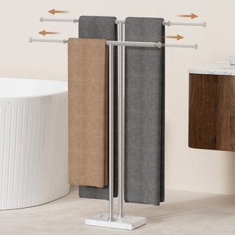 Kes Handtuchhalter Stehend Ausziehbar 44% Breiter, Handtuchst&auml;nder Badezimmer mit Schwere Marmor Basis, Edelstahl SUS304, Geb&uuml;rstet, BTH250-2