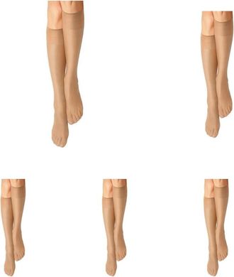 Nur Die Knie Seidenfein 15 DEN transparente Nylon Fein-Kniestr&uuml;mpfe seidig gl&auml;nzend breiter Komfortbund Damen, amber, one size