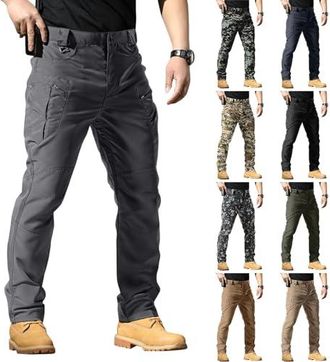 Generic Pantalon cargo pour homme - Pantalon cargo d&eacute;contract&eacute; pour le travail quotidien - Coupe ajust&eacute;e - Confortable - Ripstop - Avec plusieurs poches - Cou