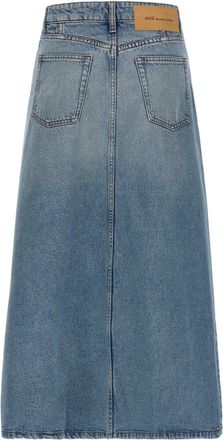Ami Womens Blue Cotton Midi Skirt