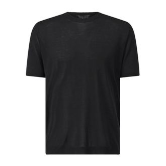 Roberto Collina Homme, Tops, Noir, Taille: 2XL T-shirt en soie au design classique