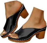 Generic Tongs pour femme - Sandales &agrave; talon bloc bas - Tongs &agrave; talons &eacute;pais - Sandales habill&eacute;es &agrave; enfiler - Sandales de f&ecirc;te - Sandales l&eacute;g&egrave;res pour femme - 