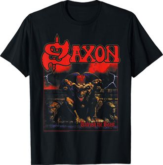 Saxon Offiziell Saxon Unleash The Beast Heavy Metal Band Retro T-Shirt
