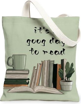 Generic Sacs fourre-tout en toile verte de motivation, sacs de courses r&eacute;utilisables, respectueux de lenvironnement, l&eacute;gers, lavables, vert, 13x15 Inch