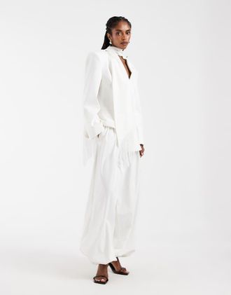 Asos Pantalon densemble habill&eacute; coupe bouffante - Ivoire-Blanc