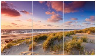 Wallario Herdabdeckplatte/Spritzschutz aus Glas, 3-teilig, 90x52cm, für Ceran- und Induktionsherde, Abendspaziergang am Strand - Sonnenuntergang über dem Meer